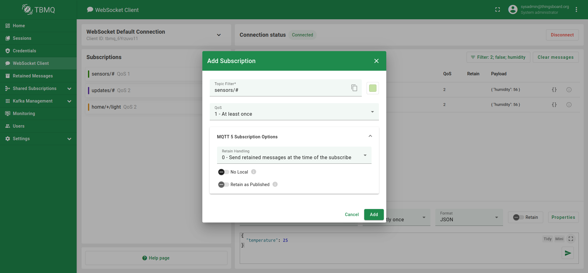 Websocket Client Mqtt Broker