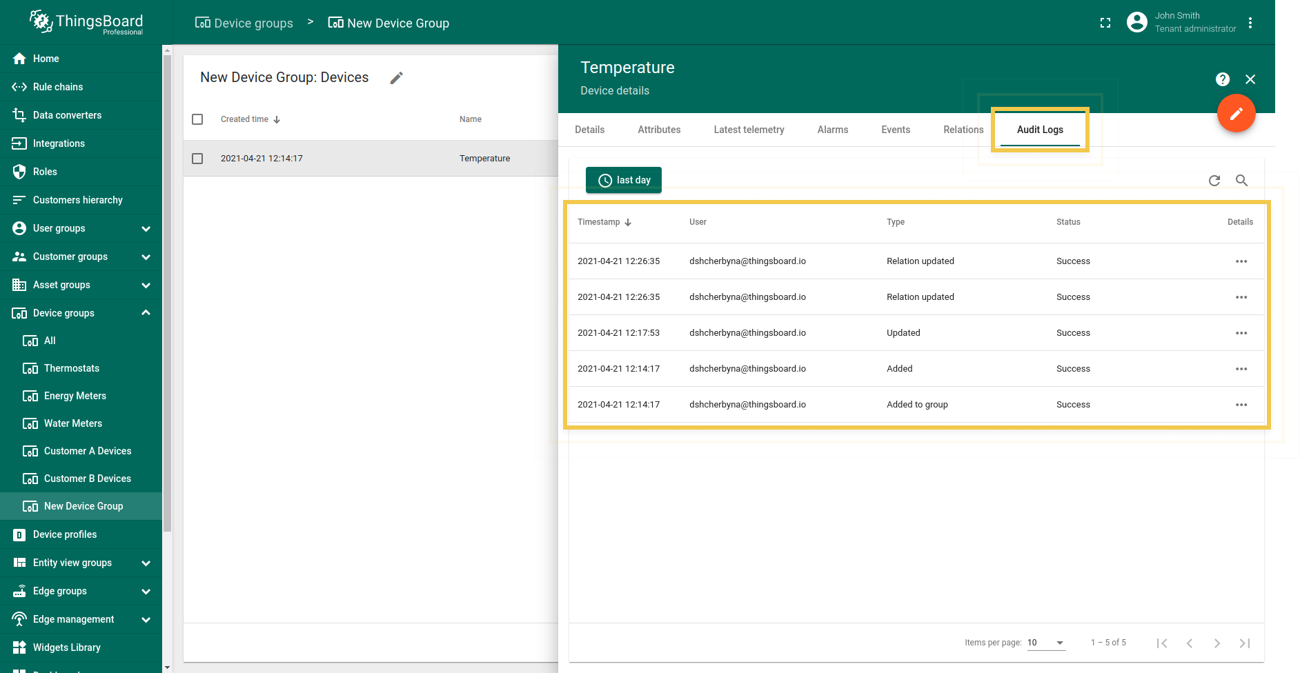 Devices | ThingsBoard Cloud